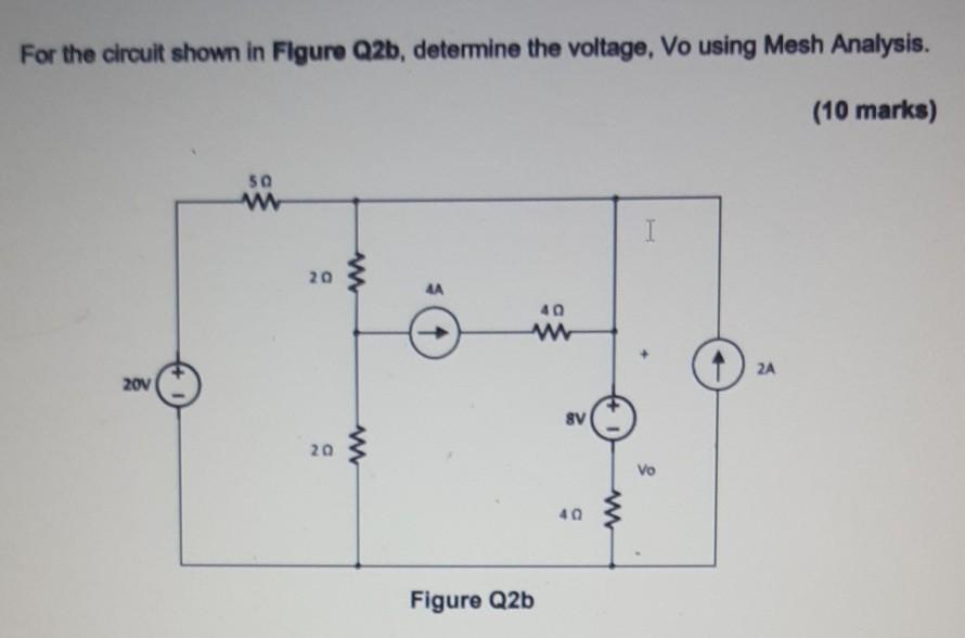 Solved For the circuit shown in Figure Q2b, determine the | Chegg.com