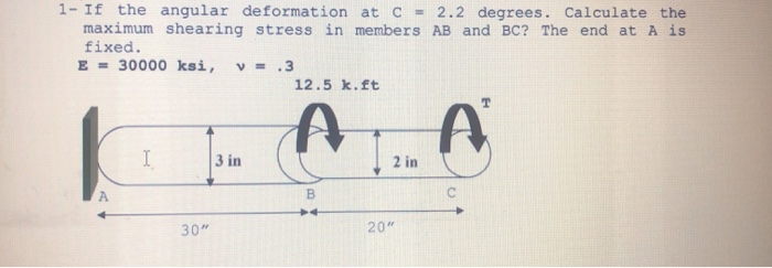 Solved if angular deformation at c = 2.2 degrees. calculate | Chegg.com