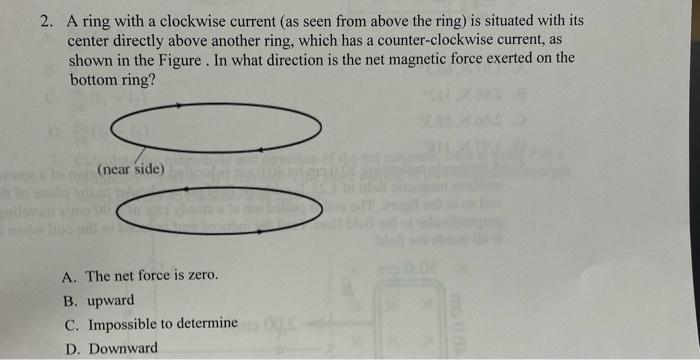 Solved 2. A ring with a clockwise current (as seen from | Chegg.com