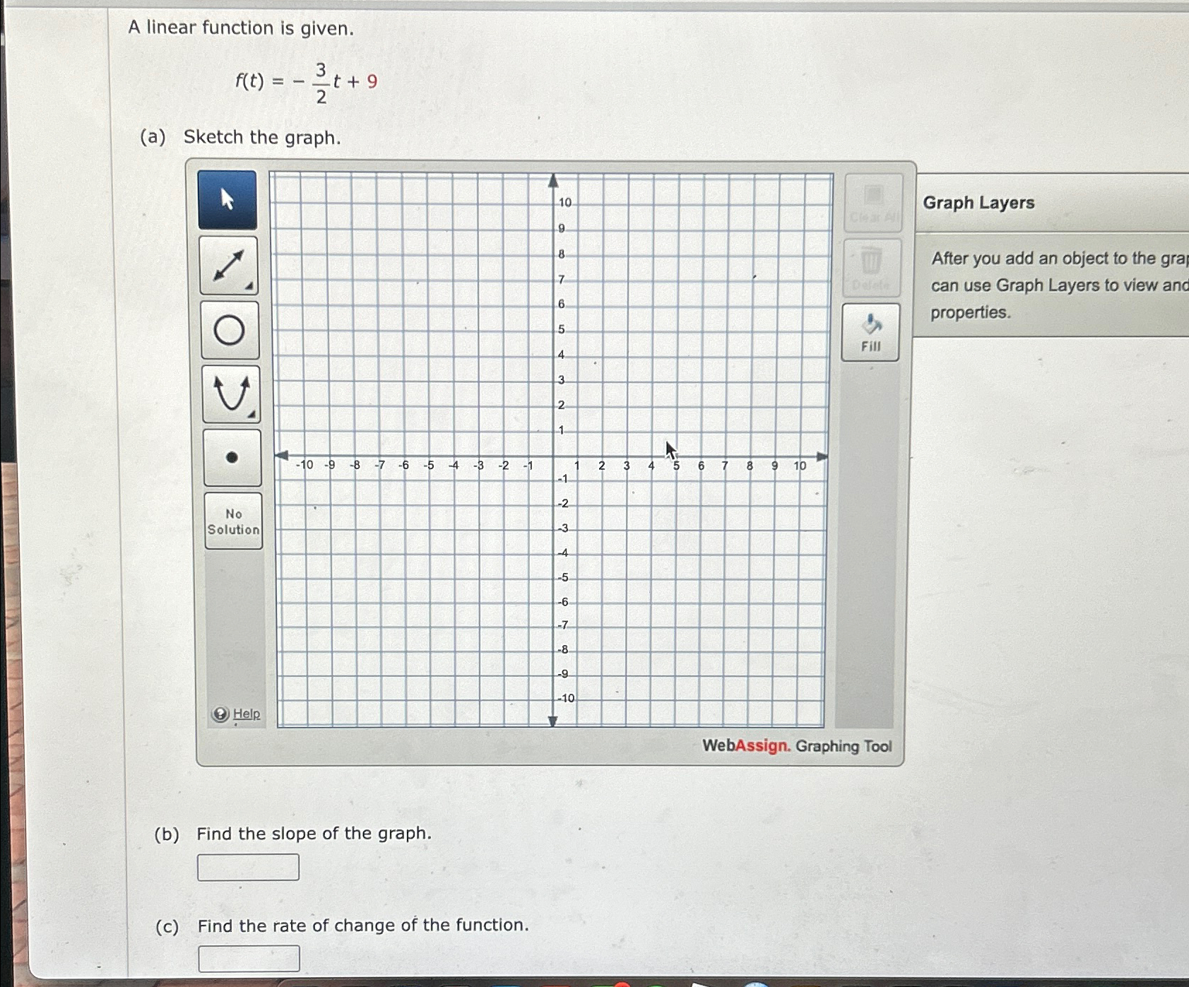 Solved A linear function is given.f(t)=-32t+9(a) ﻿Sketch the | Chegg.com