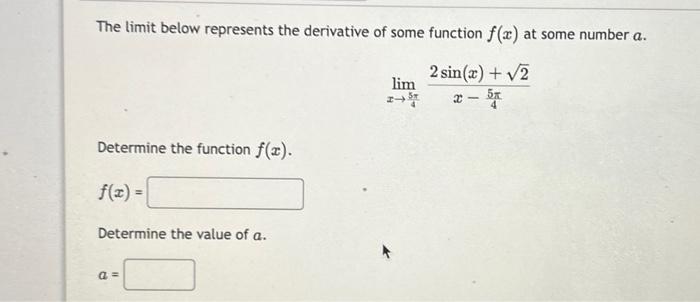 Solved The limit below represents the derivative of some | Chegg.com