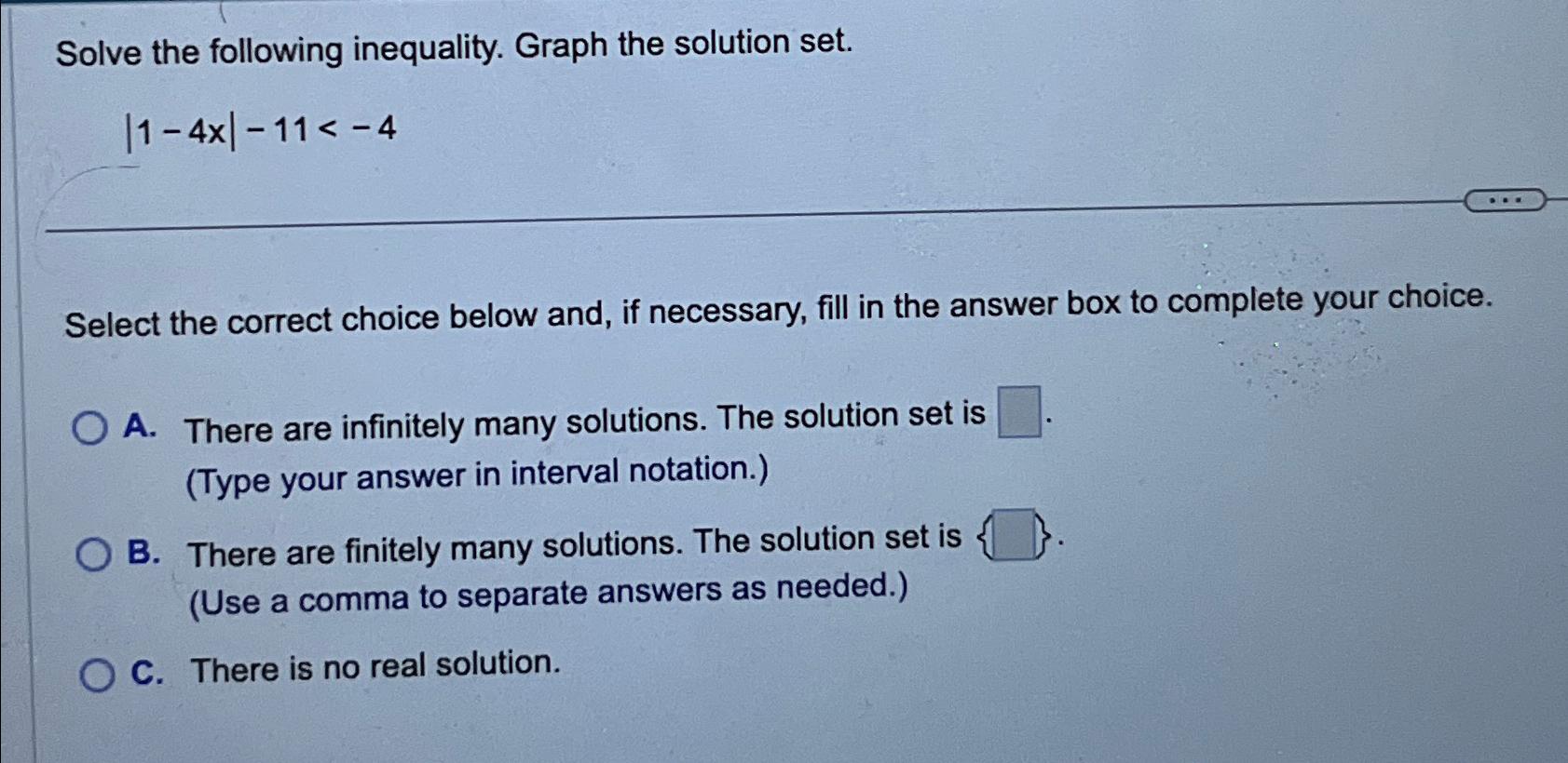 Solved Solve the following inequality. Graph the solution | Chegg.com