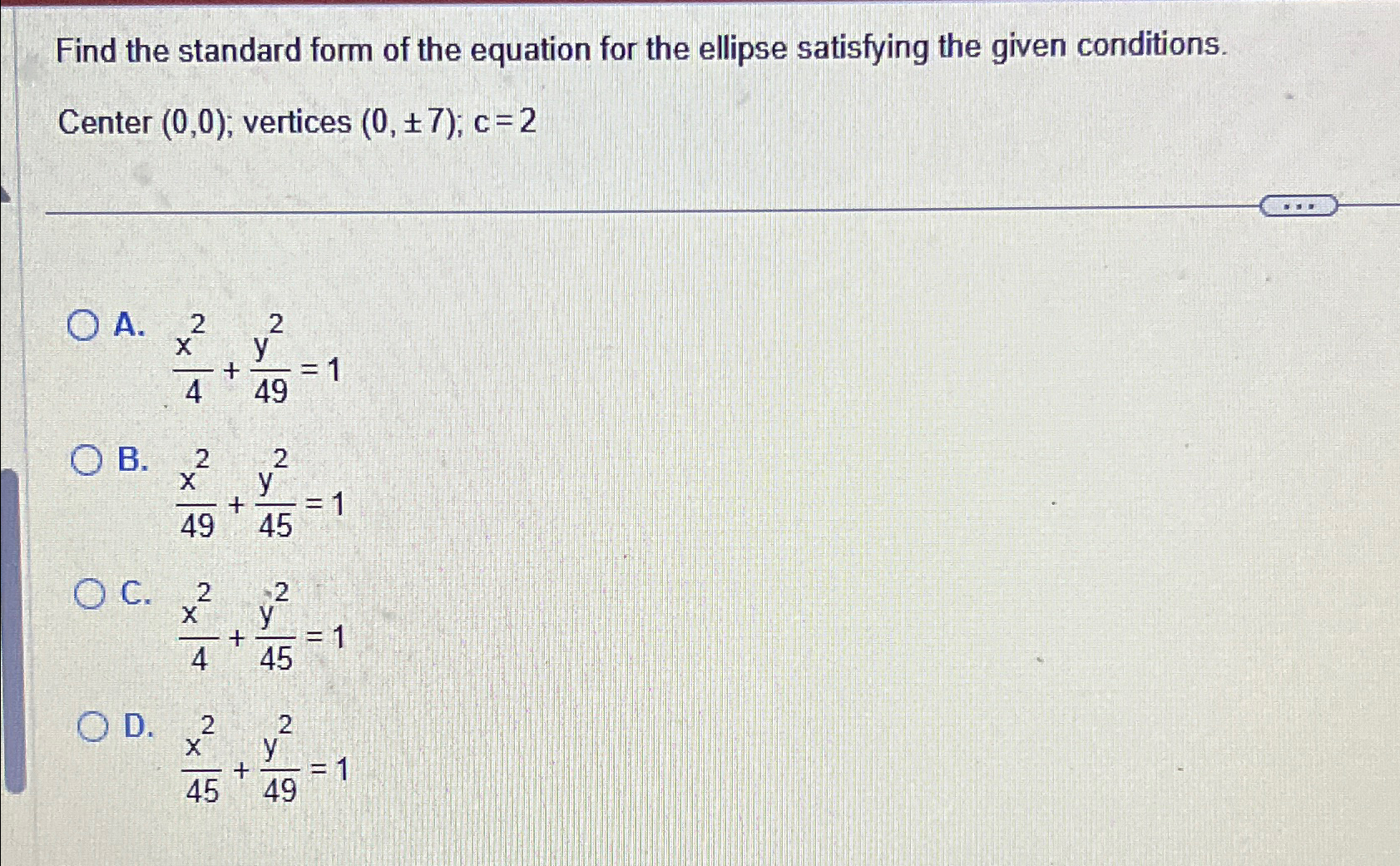 Solved Find the standard form of the equation for the | Chegg.com