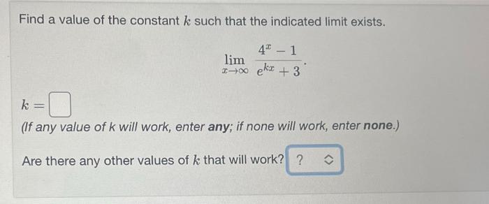 Solved Find A Value Of The Constant K Such That The
