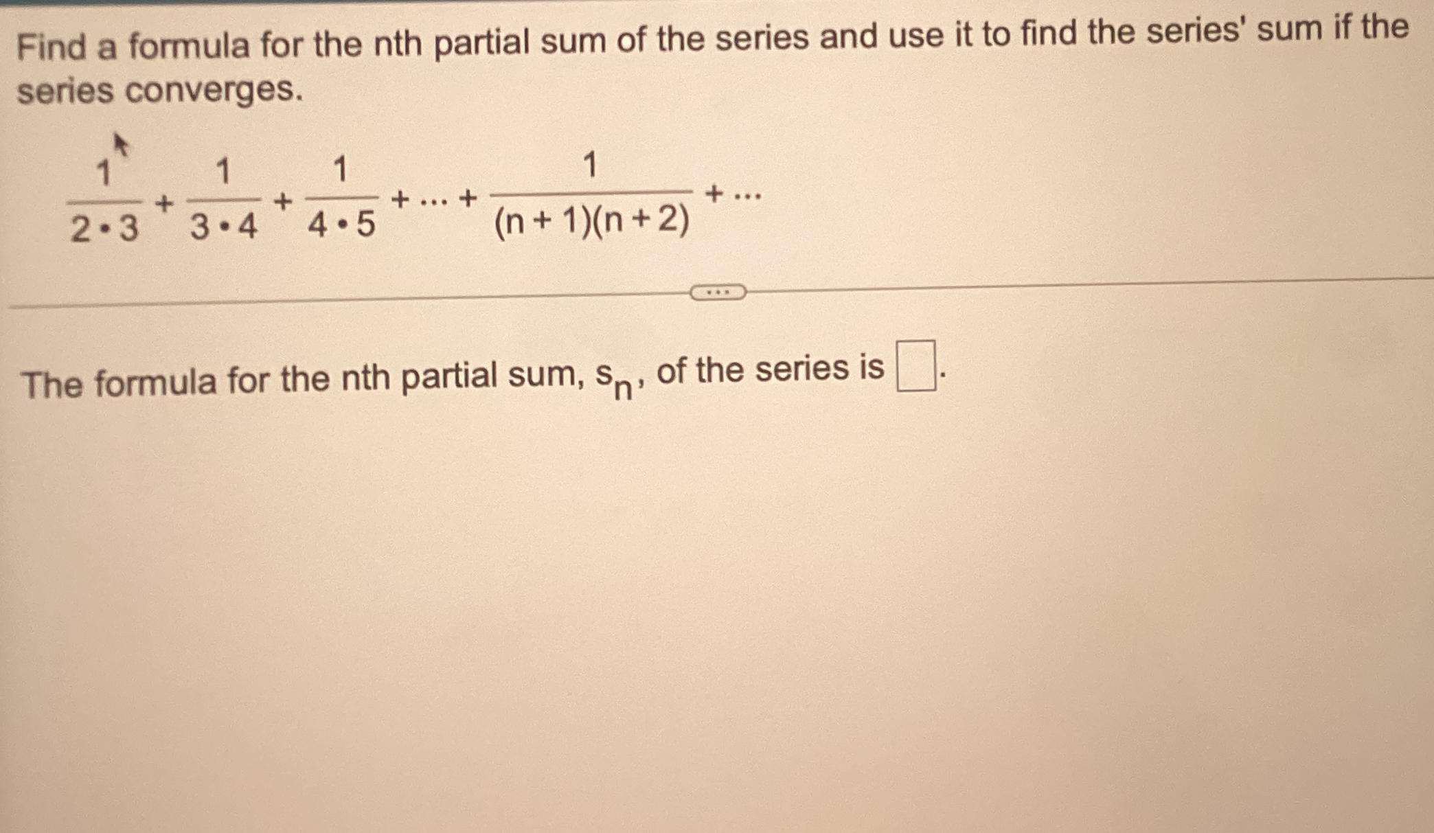 Solved Find a formula for the nth partial sum of the series | Chegg.com