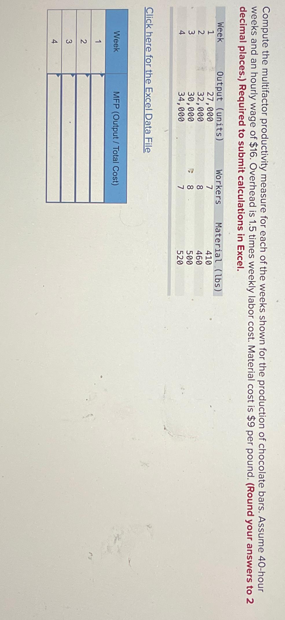 Solved Compute the multifactor productivity measure for each | Chegg.com