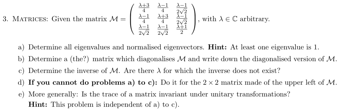 Solved MATRICES: Given the matrix | Chegg.com