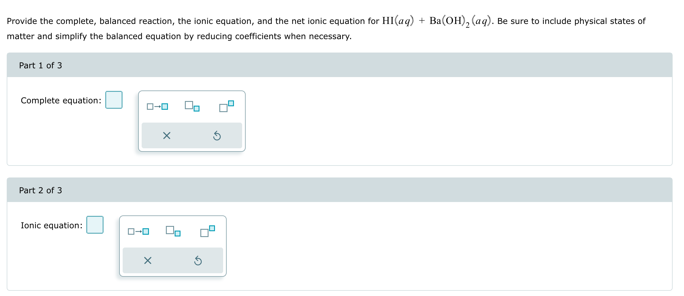 Solved Provide the complete, balanced reaction, the ionic | Chegg.com