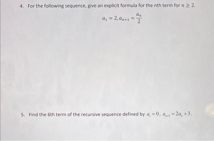 Solved 1. For the following sequence, give an explicit | Chegg.com