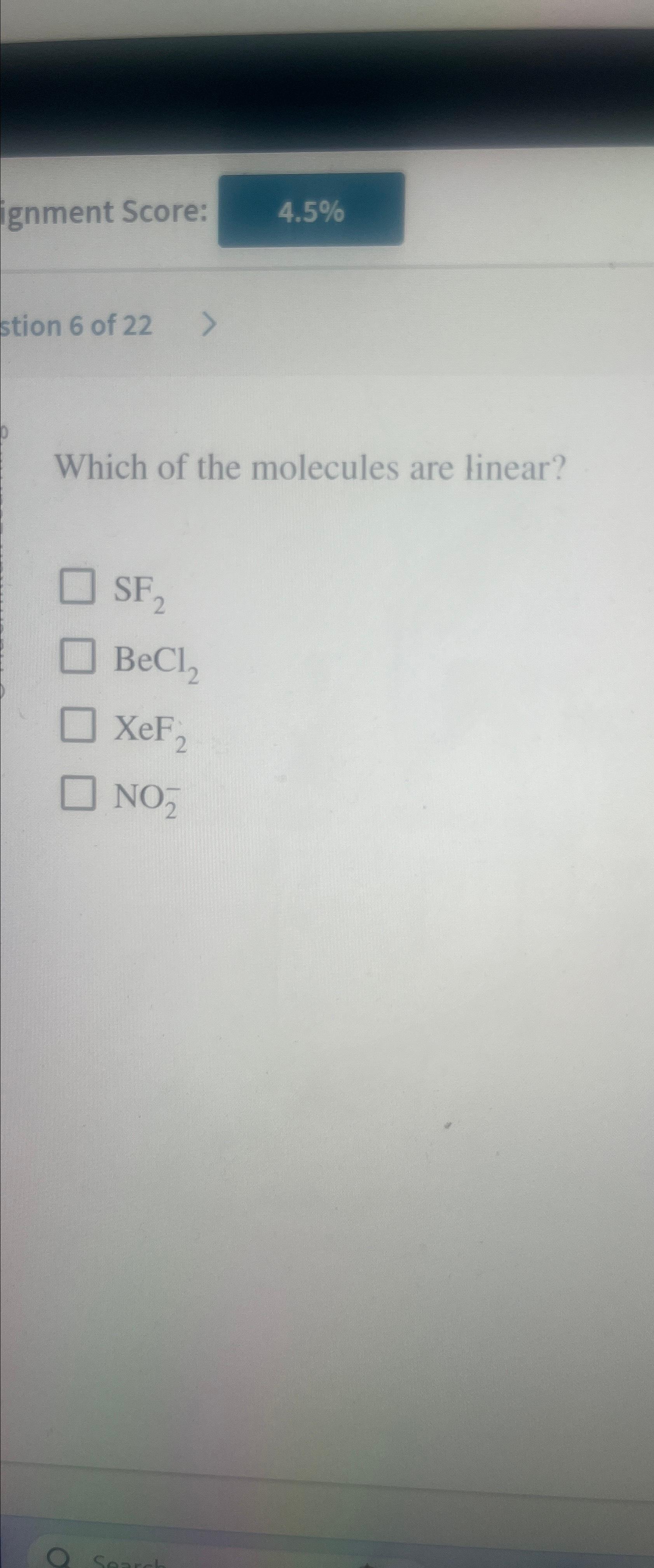 Solved ignment Score:stion 6 of 22Which of the molecules | Chegg.com Solved ignment Score:stion 6 of 22Which of the molecules | Chegg.com