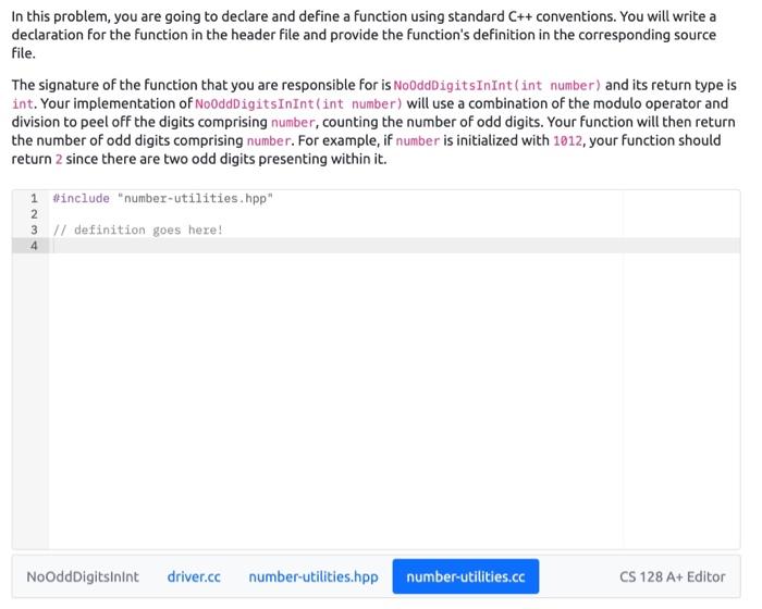 Solved In this problem, you are going to declare and define | Chegg.com
