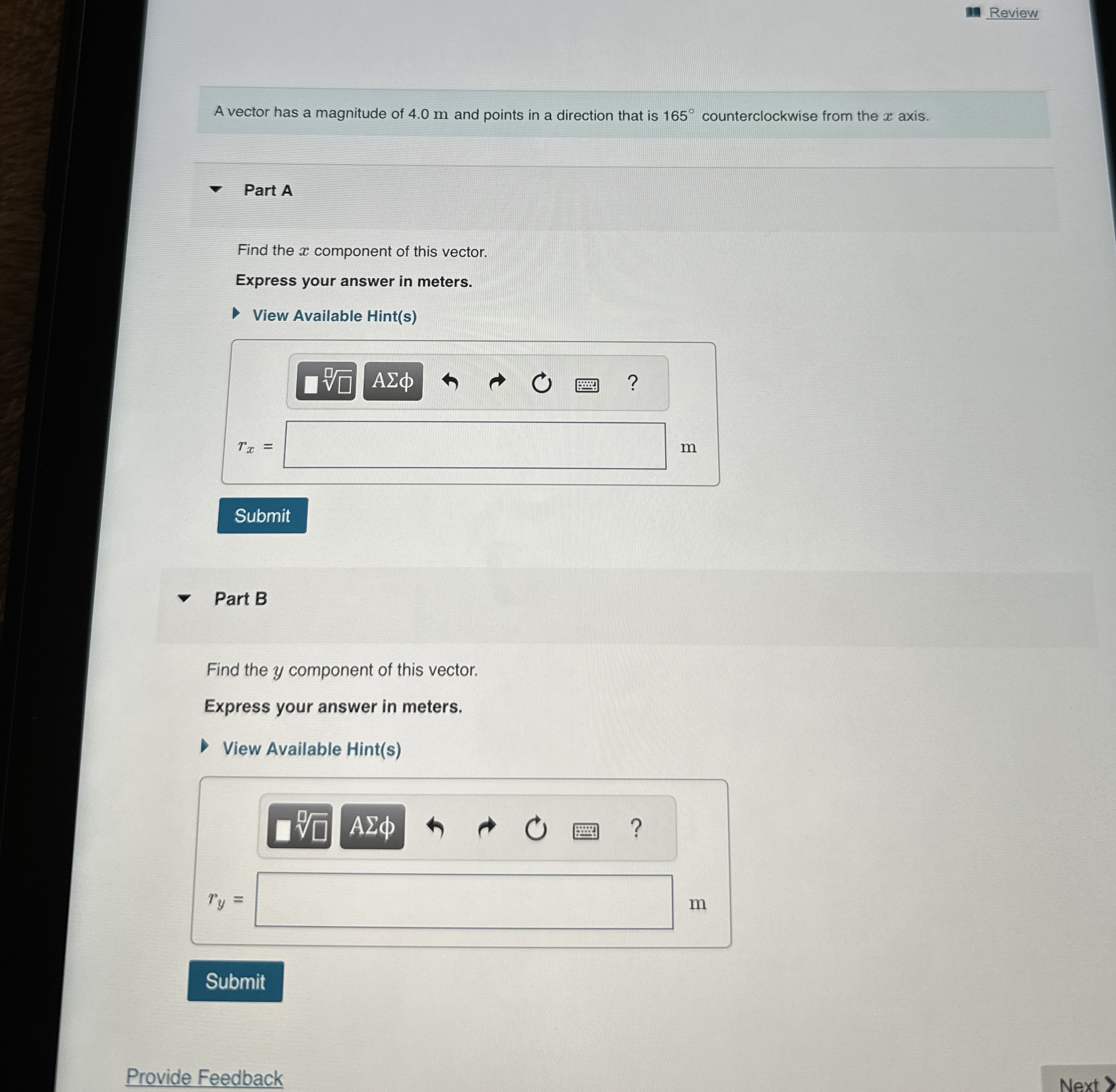 Solved Part AFind the direction of the vector vec(r).Express | Chegg.com