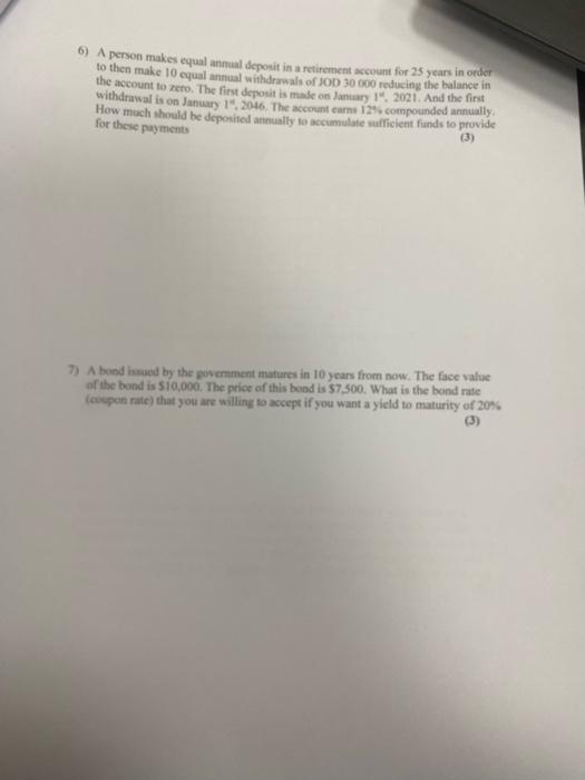 Solved 6) A person makes equal anmual depouit in a | Chegg.com