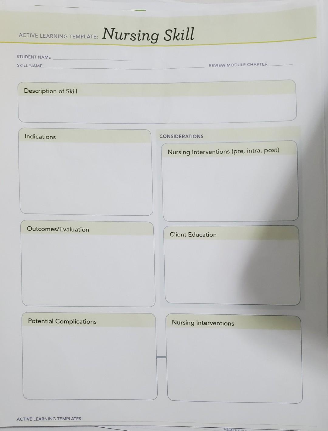Solved active learning template: Nursing skill STUDENT NAME | Chegg.com