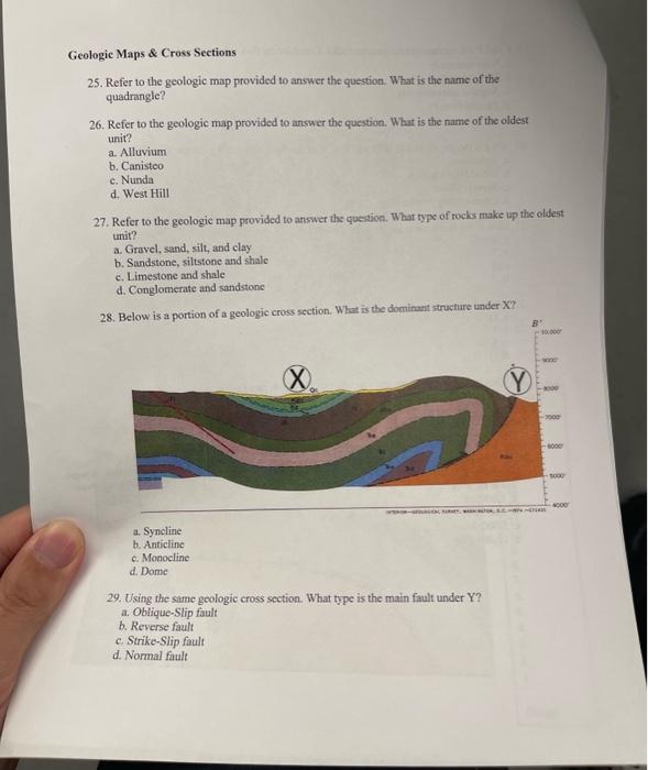Solved 25. Refer to the geologic map provided to answer the | Chegg.com