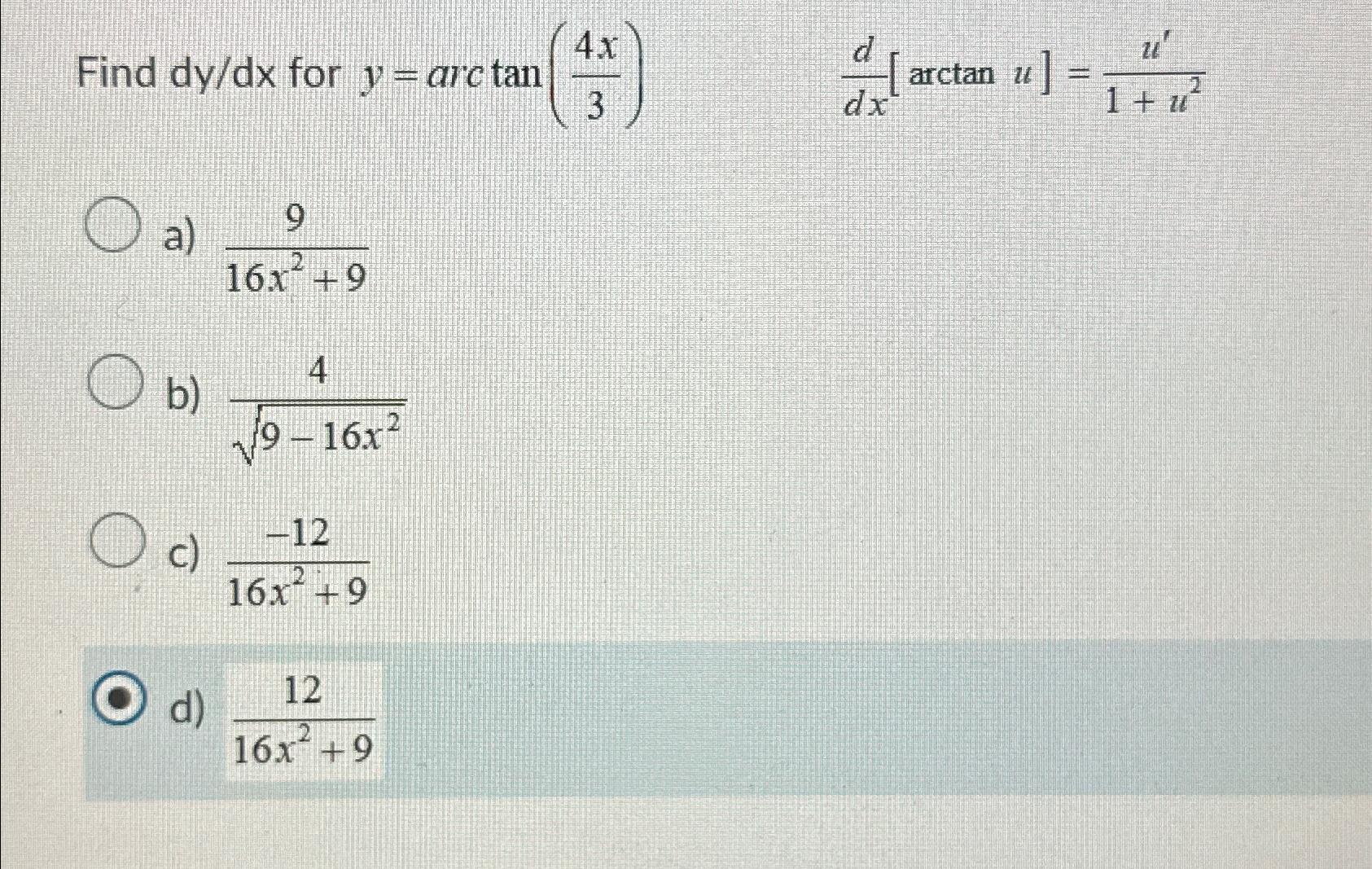 Solved Find dydx ﻿for | Chegg.com