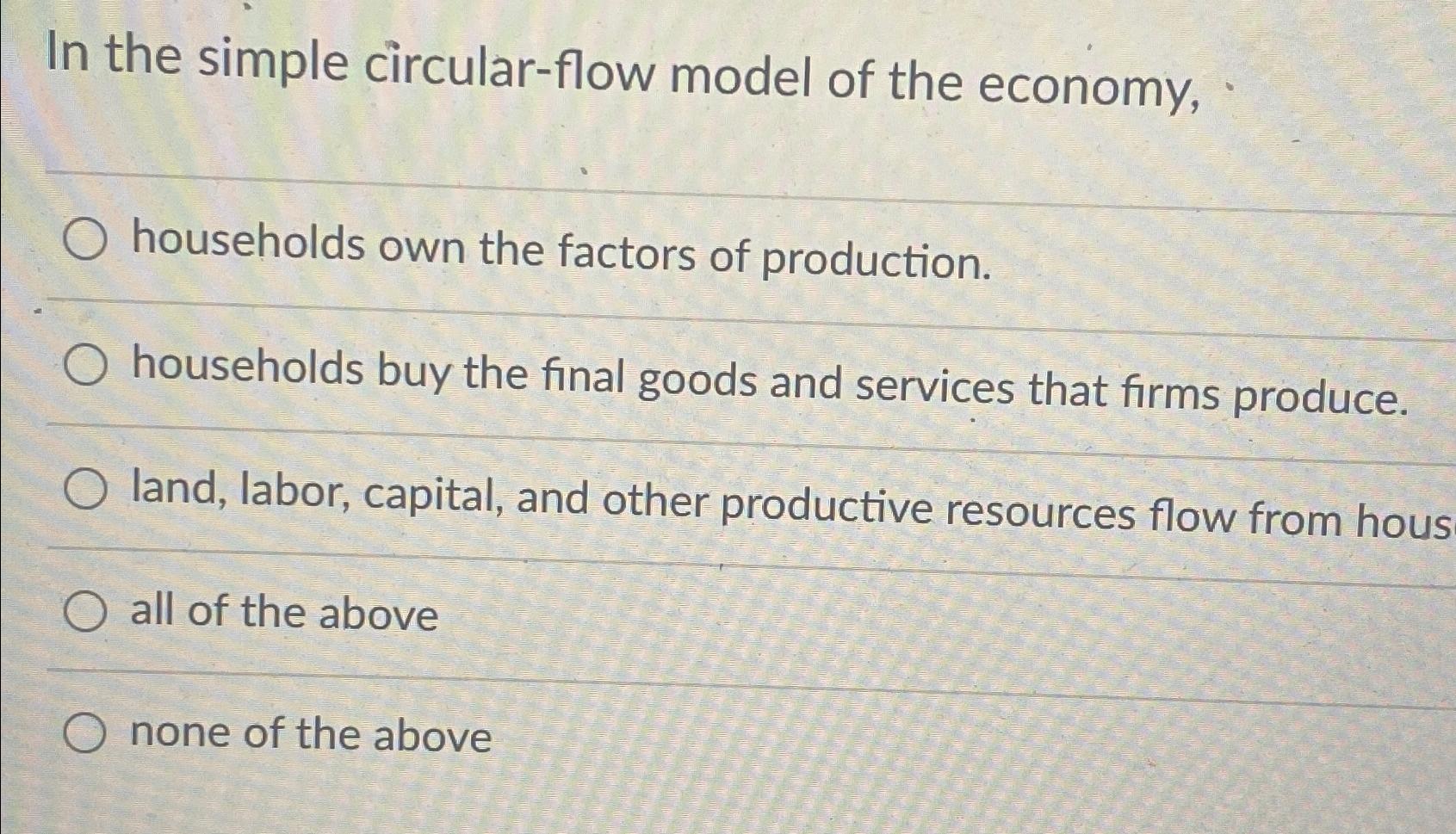 Solved In the simple circular-flow model of the | Chegg.com