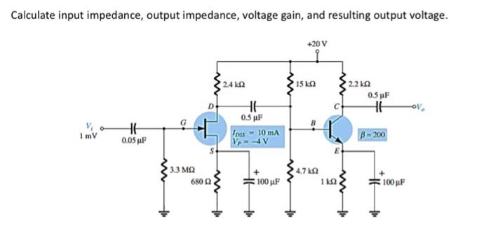 Solved Calculate input impedance, output impedance, voltage | Chegg.com
