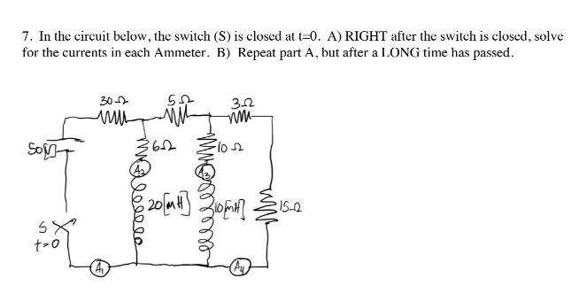 Solved In the circuit below, the switch (S) ﻿is closed at | Chegg.com