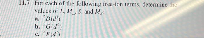 Solved 1.7 For each of the following free-ion terms, | Chegg.com