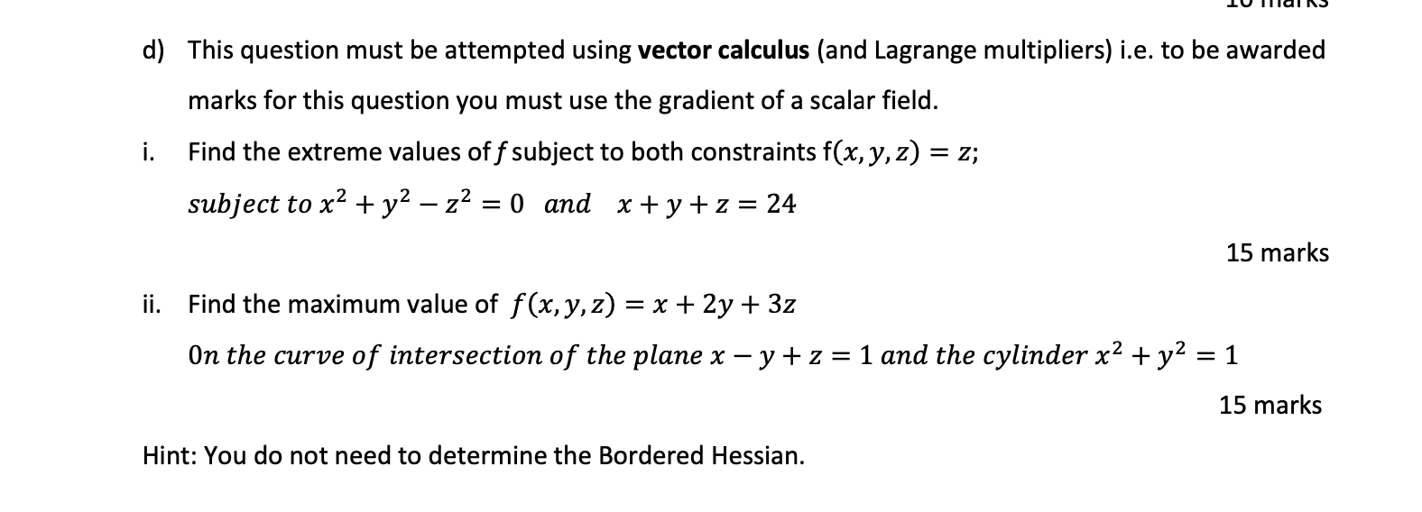 Solved d) ﻿This question must be attempted using vector | Chegg.com