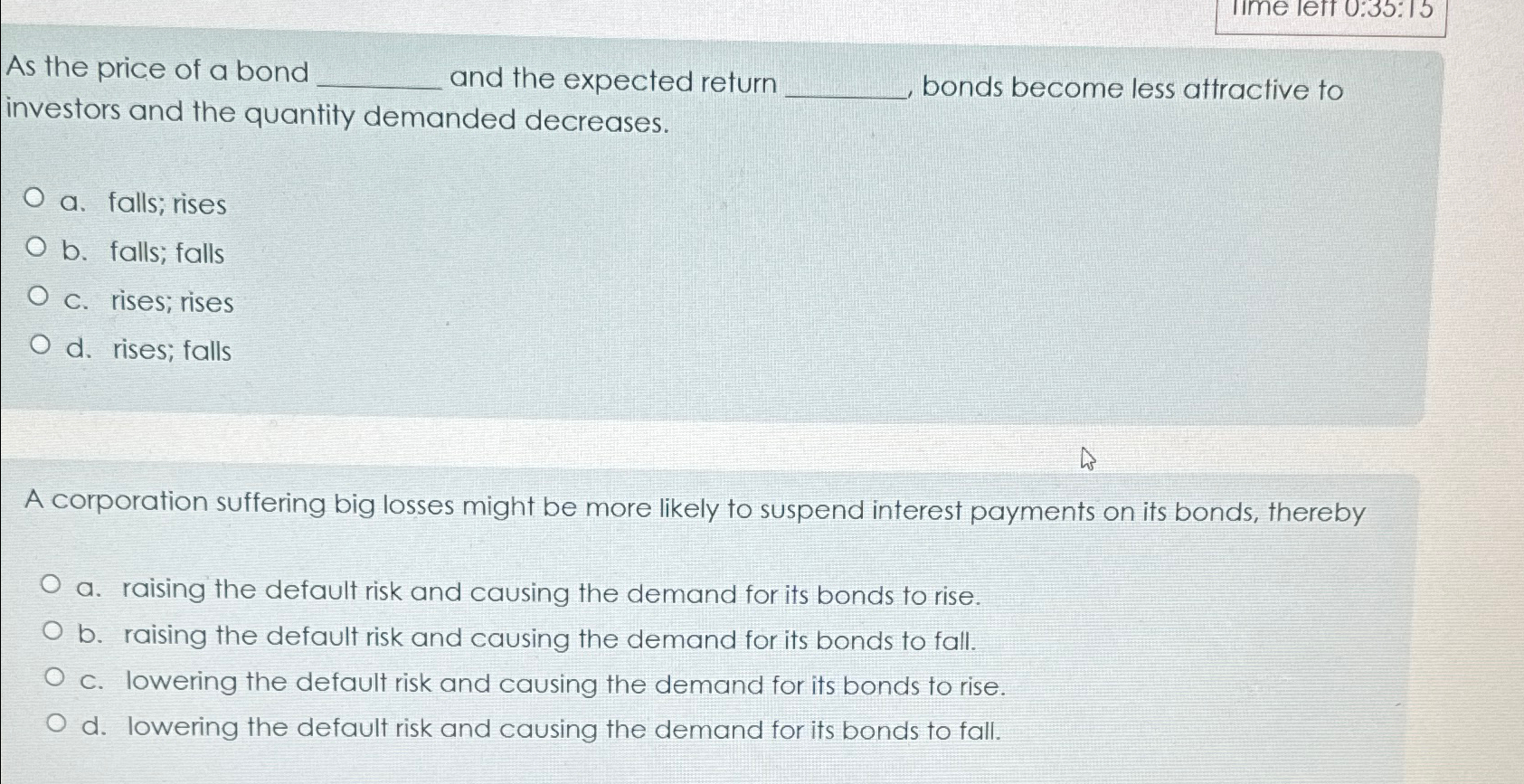 Solved As the price of a bond and the expected return bonds | Chegg.com
