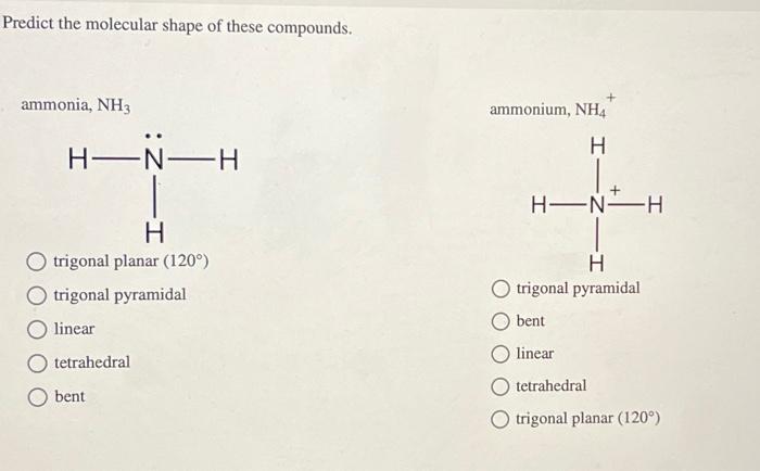 Solved Predict the molecular shape of these compounds. | Chegg.com
