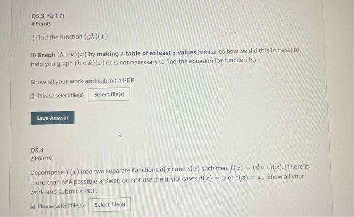 Solved Consider the following functions: | Chegg.com