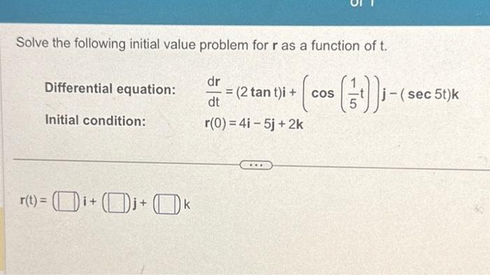 Solved Solve the following initial value problem for r as a | Chegg.com
