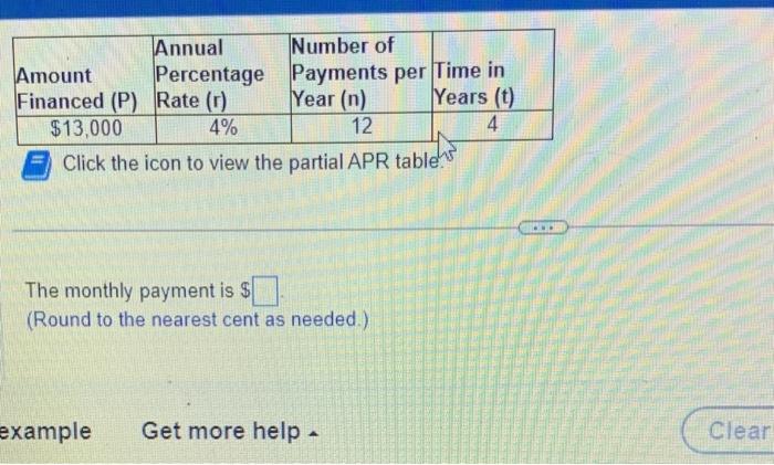 Solved Click the icon to view the partial APR table." The | Chegg.com