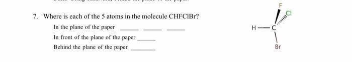 Solved 7. Where is each of the 5 atoms in the molecule | Chegg.com