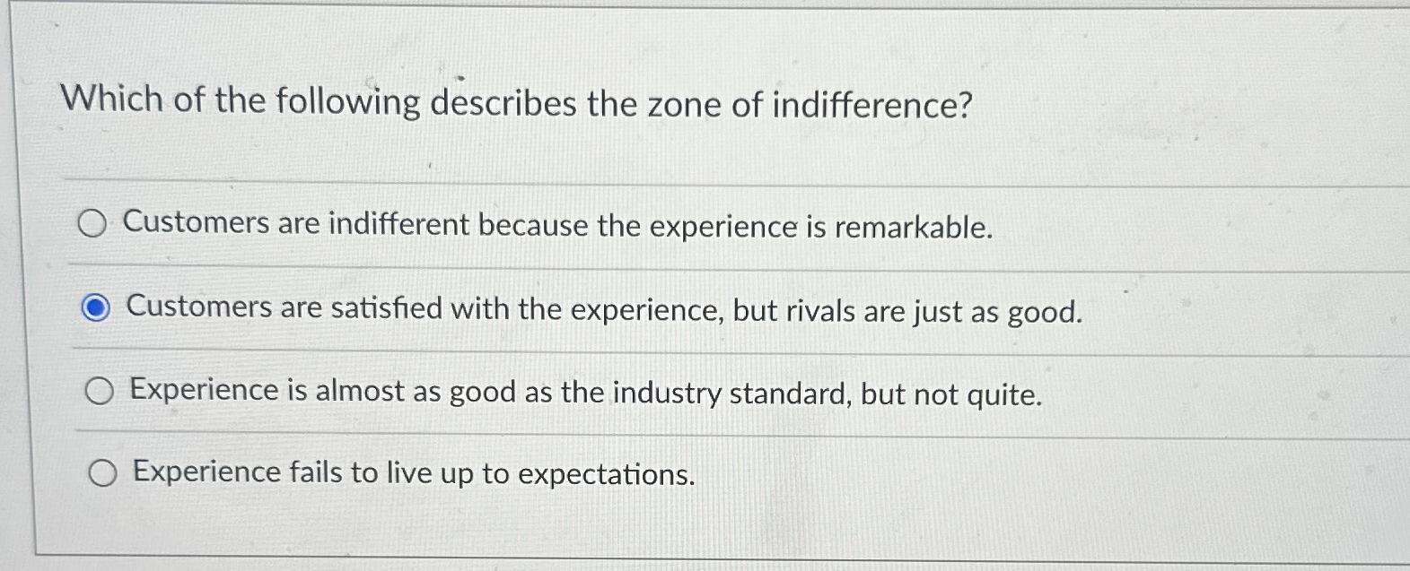 Solved Which of the following describes the zone of | Chegg.com