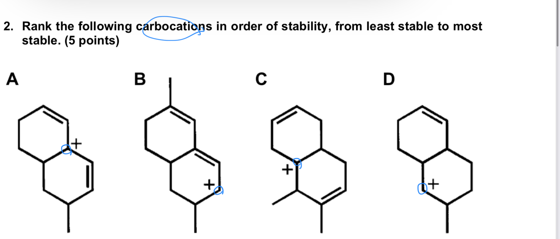 Solved Rank the following carbocations in order of | Chegg.com