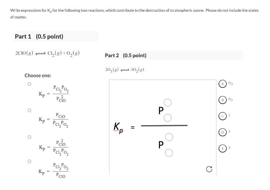 Solved Write expressions for Kp for the following two | Chegg.com
