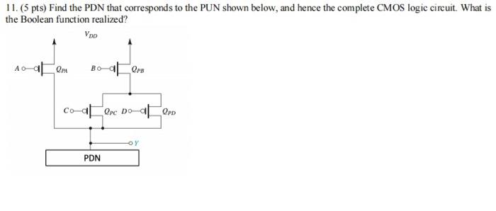Solved 11. (5 pts) Find the PDN that corresponds to the PUN | Chegg.com