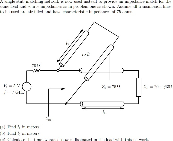 Solved A single stub matching network is now used instead to | Chegg.com