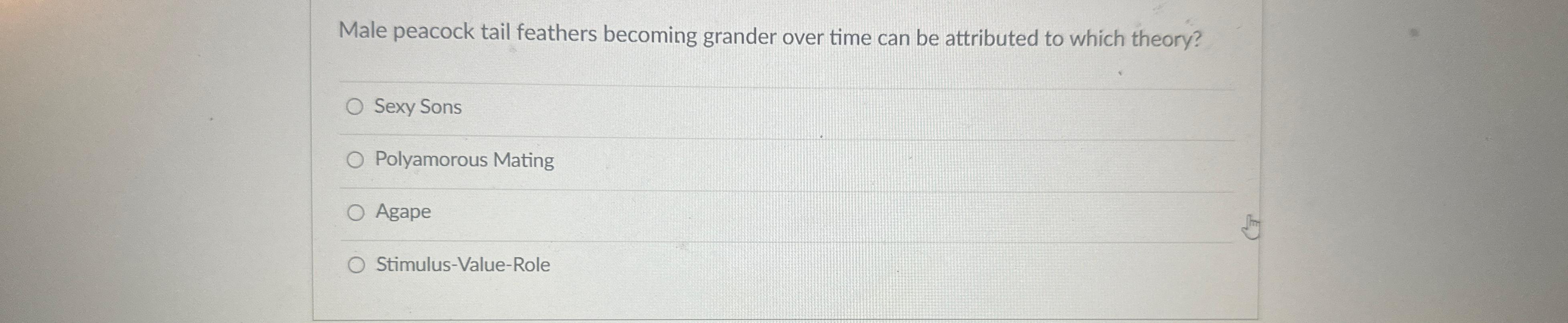 Solved Male peacock tail feathers becoming grander over time | Chegg.com
