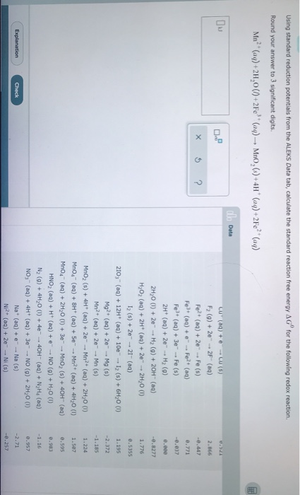 Solved Using standard reduction potentials from the ALEKS | Chegg.com