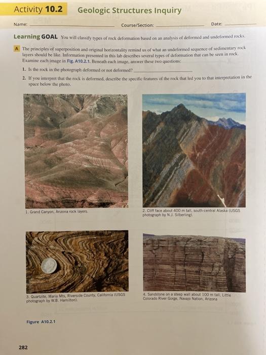 Solved Date: Activity 10.2 Geologic Structures Inquiry Name: | Chegg.com