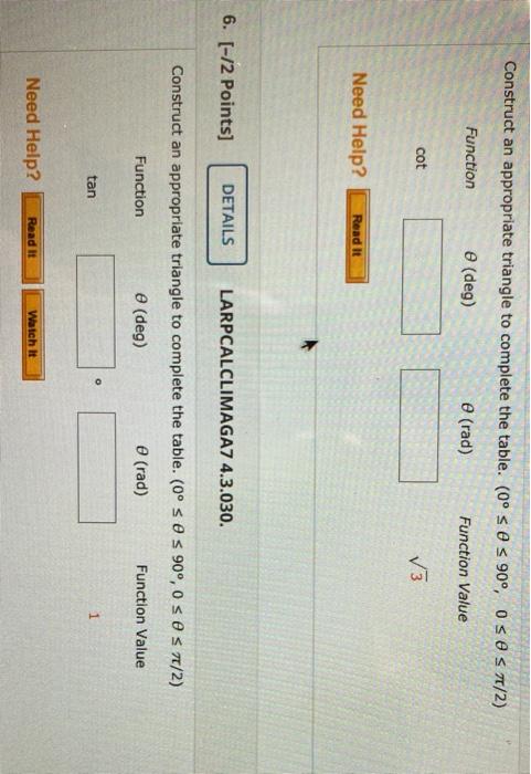 Solved Construct an appropriate triangle to complete the | Chegg.com