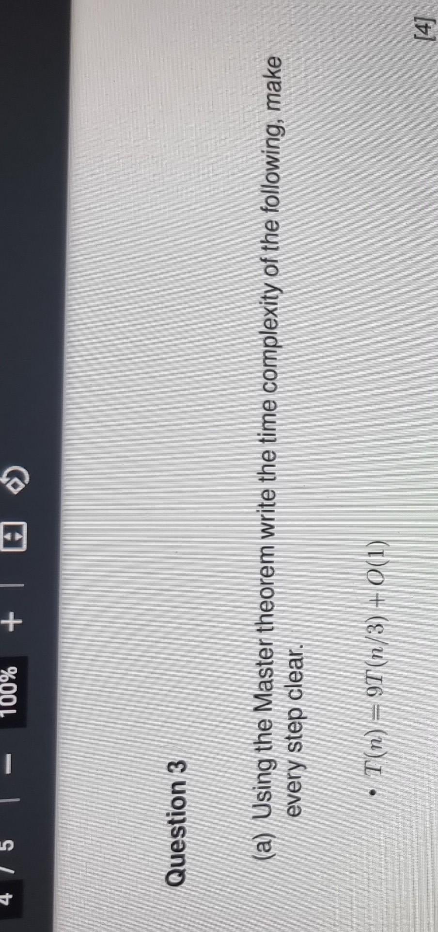 Solved (a) Using the Master theorem write the time | Chegg.com