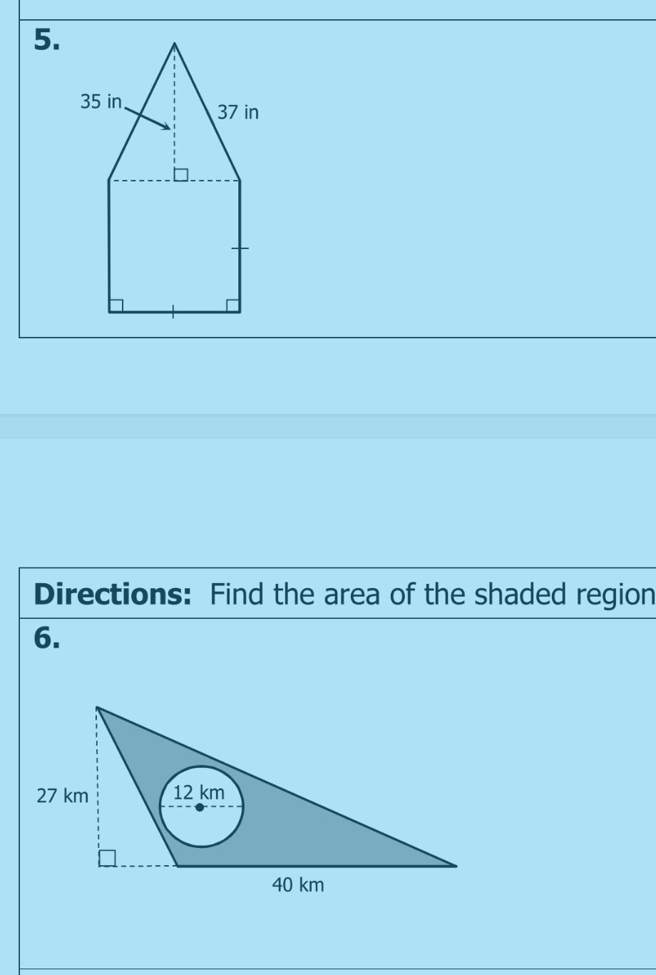 Directions: Find the area of the shaded | Chegg.com