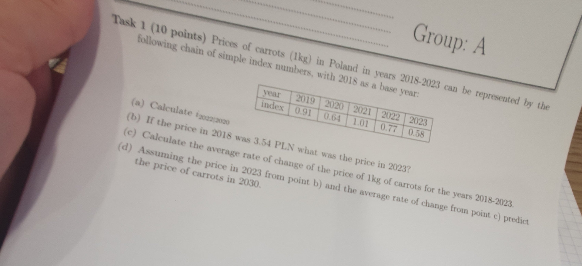 Solved Task 1 (10 points) Prices of carrots (1kg) in | Chegg.com Solved Task 1 (10 points) Prices of carrots (1kg) in | Chegg.com