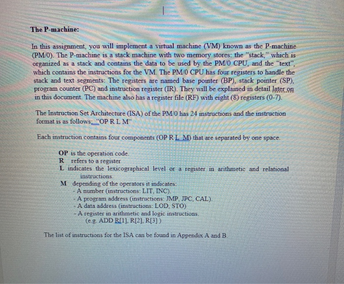 The P-machine: In this assignment, you will implement | Chegg.com