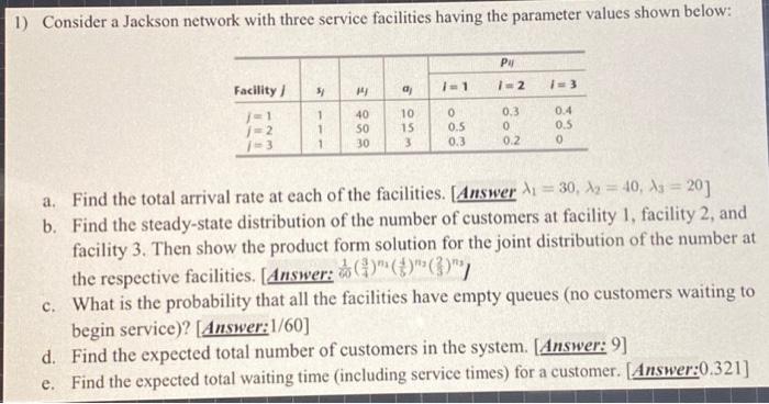 Solved 1) Consider a Jackson network with three service | Chegg.com