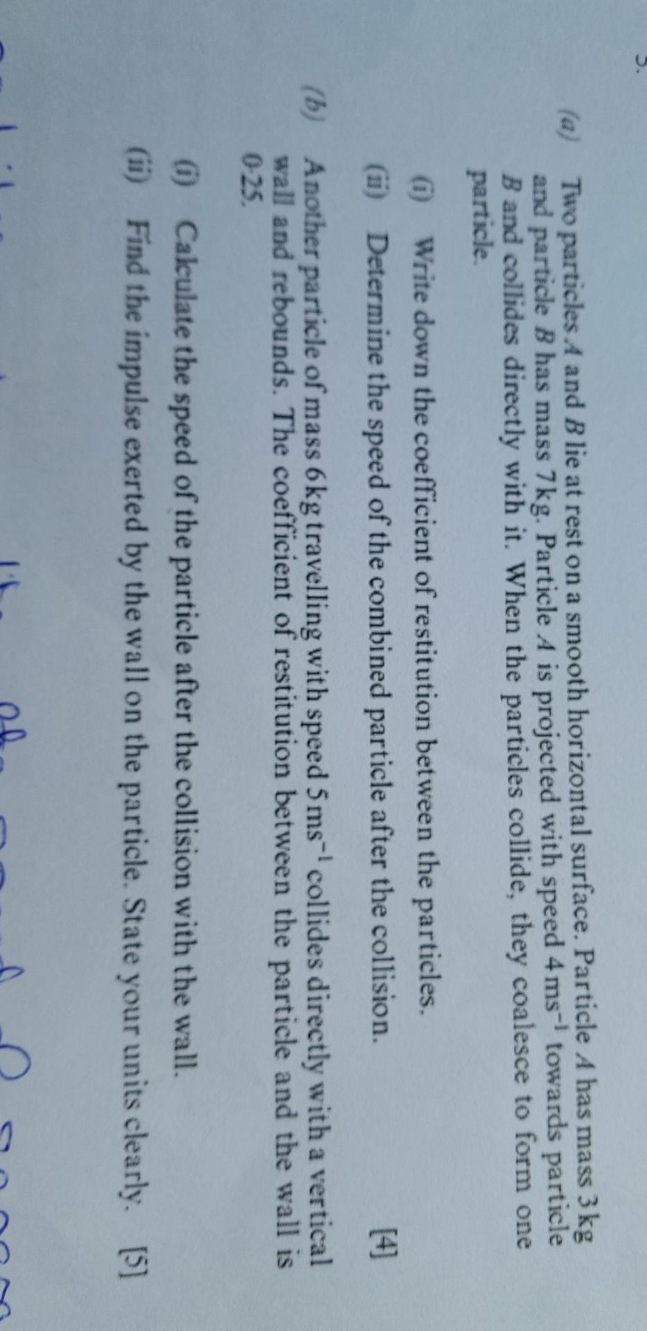 Solved (a) Two particles A and B lie at rest on a smooth | Chegg.com