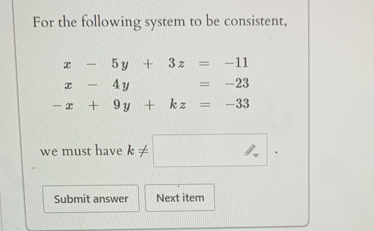 Solved For the following system to be | Chegg.com