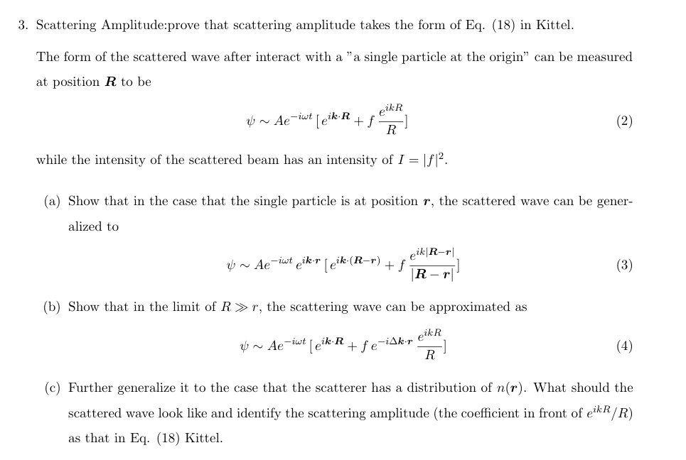 Scattering Amplitude:prove that scattering amplitude | Chegg.com