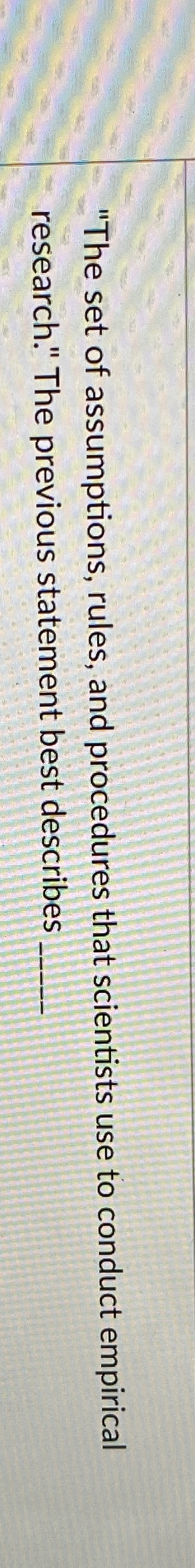 Solved "The set of assumptions, rules, and procedures that | Chegg.com