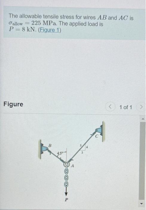 Solved The allowable tensile stress for wires AB and AC is | Chegg.com
